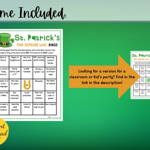 St. Patrick's Day BINGO Game St. Patrick's Find the Guest Bingo St ...