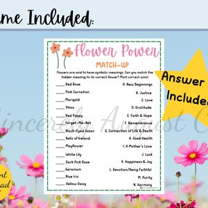 Spring FLOWER POWER Matching Game: Spring and Mother's Day Activity ...