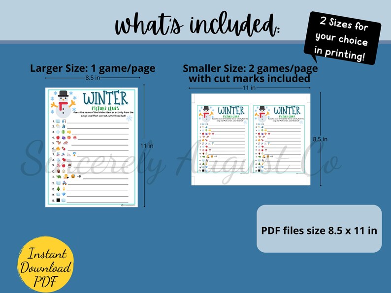 Winter PICTURE CLUES Game: Printable Emoji Guessing Game (PDF) - Etsy