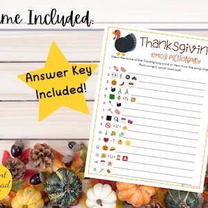 EMOJI PICTIONARY Thanksgiving Game Printable Thanksgiving Party ...