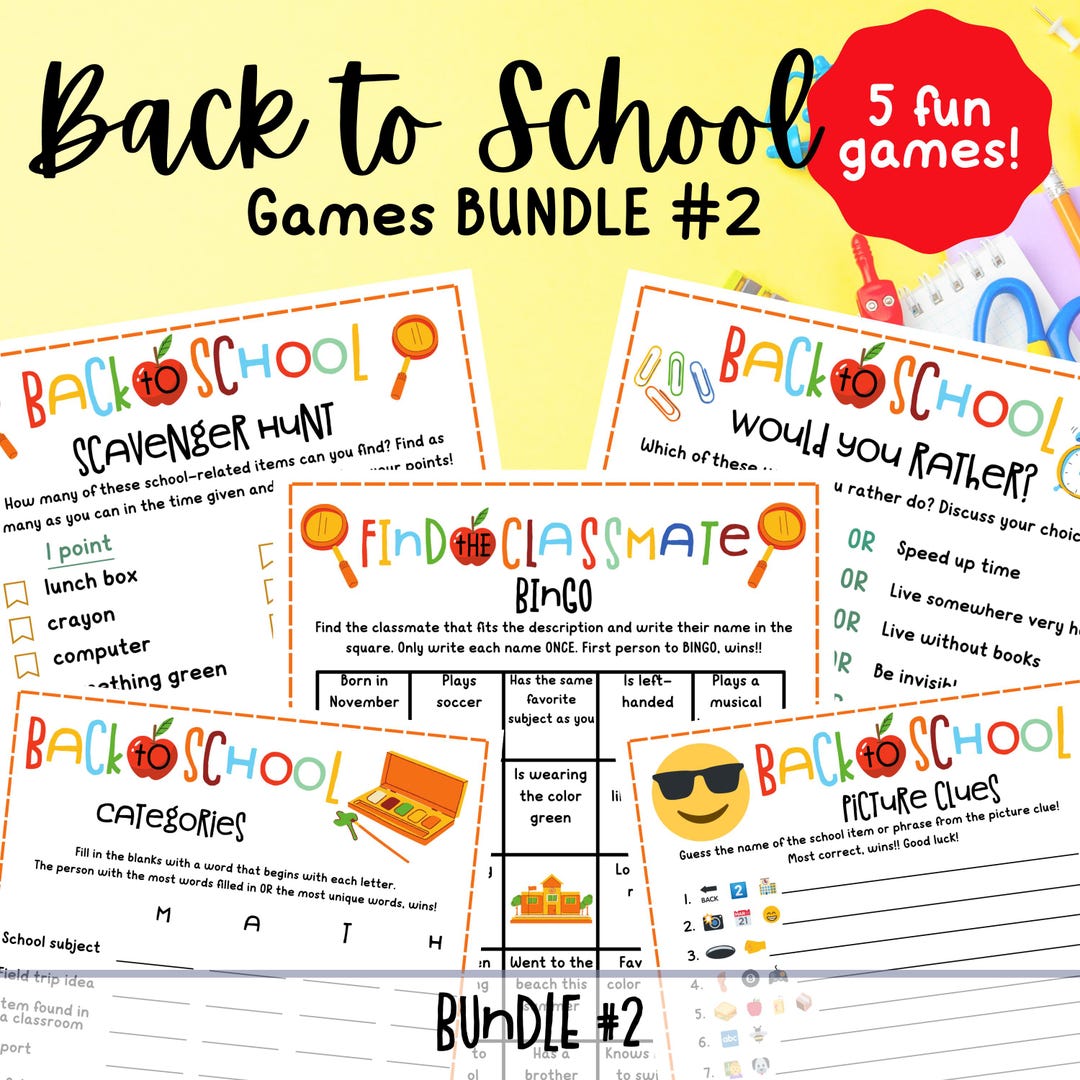 Back to School Games BUNDLE #2 - 5 Game Bundle - Back to School ...