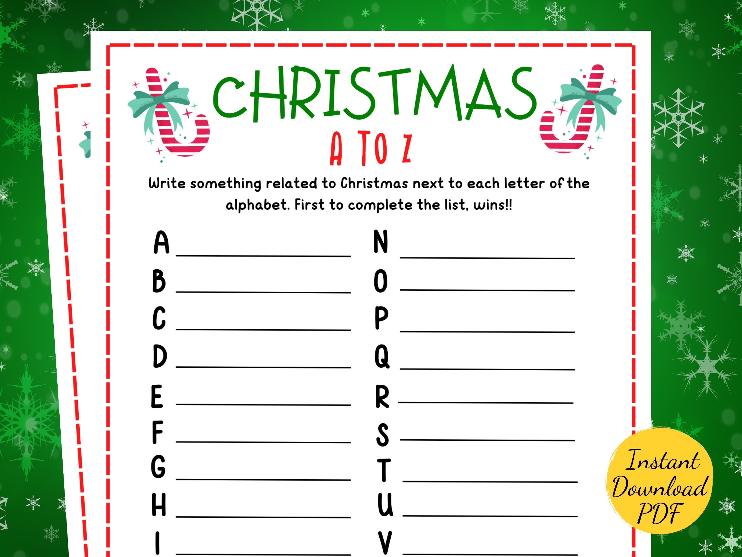 Christmas A to Z Christmas Party Game Printable Christmas Party ...
