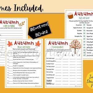 FALL Season GAMES BUNDLE Printable Autumn Games Fall Games for Families ...