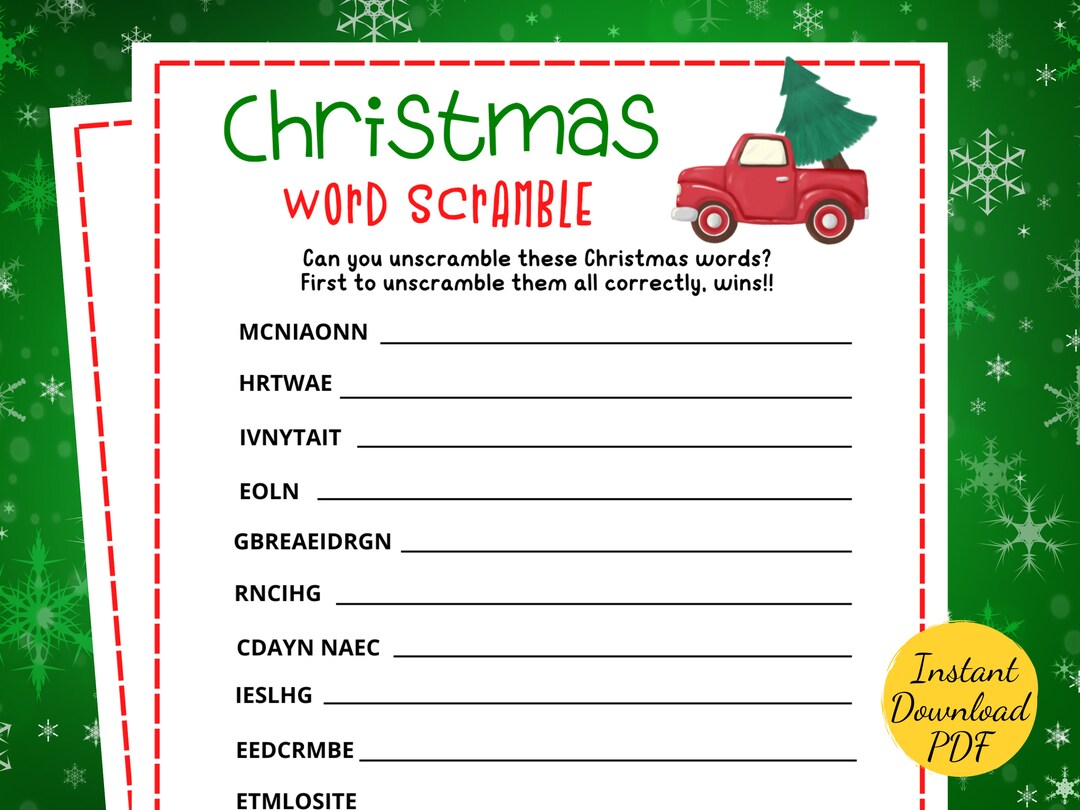 Word Scramble Christmas Game Christmas Party Game Printable Christmas ...
