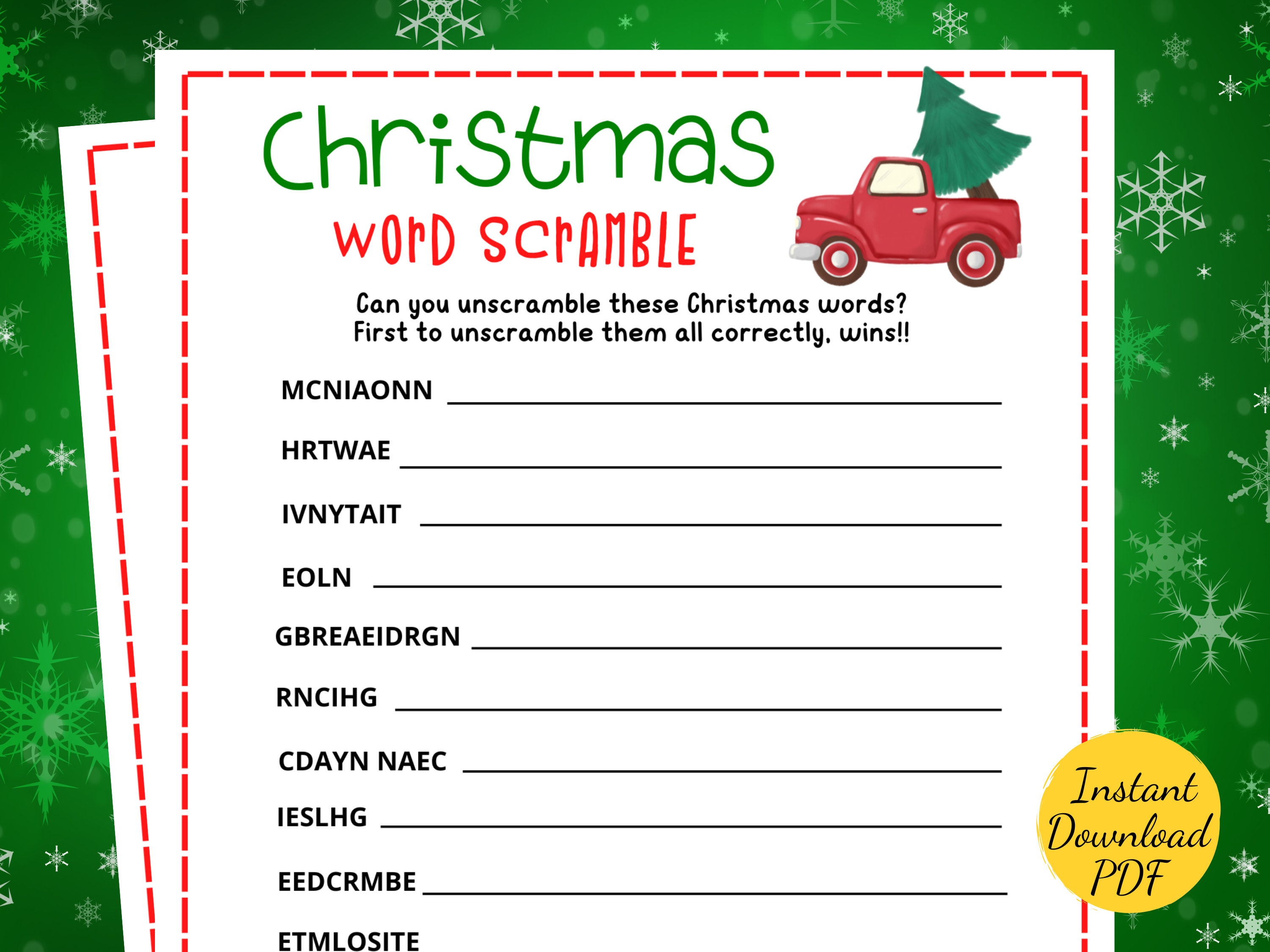 Word Scramble Christmas Game Christmas Party Game Printable Christmas ...