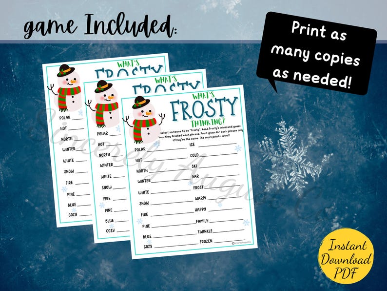 Winter Party Game: What's Frosty Thinking? (printable PDF) - Etsy