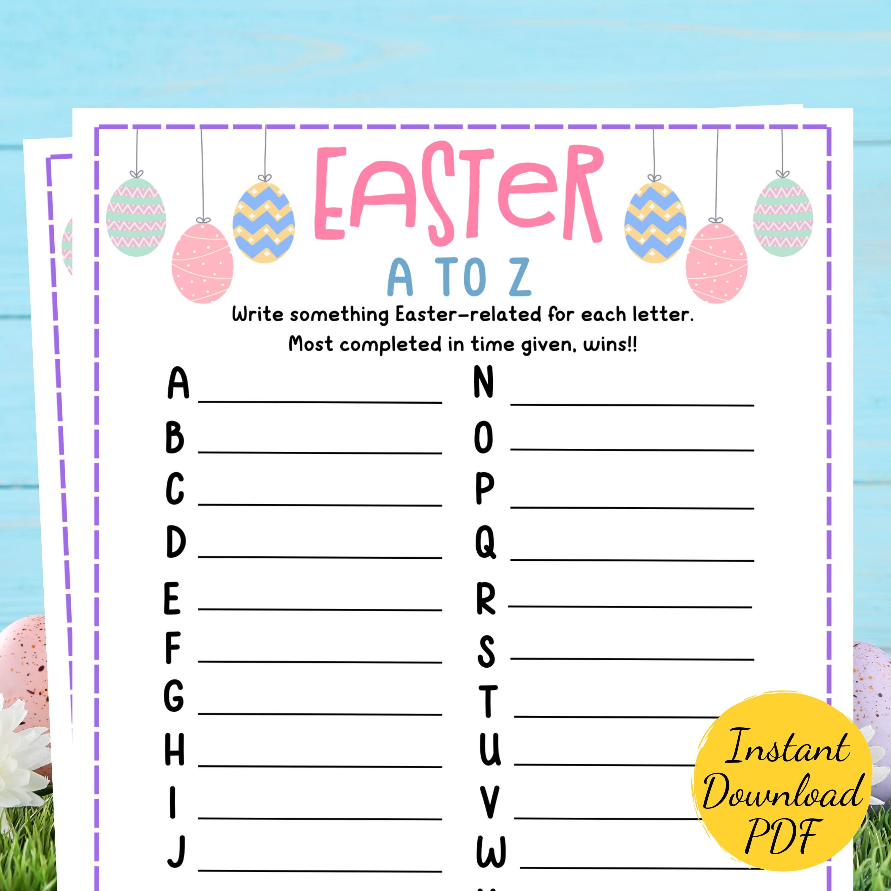 Easter A TO Z Game Easter Party Game Printable Easter Celebration Activity A to Z Fun Easter ...