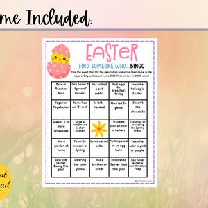 Easter Find the Guest BINGO Easter BINGO Game Easter Party Game ...