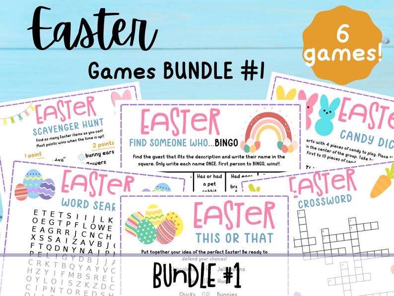 EASTER Party GAMES BUNDLE 6 Game Bundle Printable Easter Games and ...