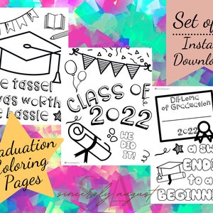 Graduation Coloring Pages Printable Graduation Party - Etsy
