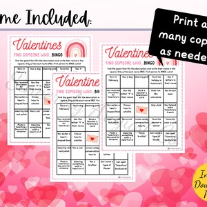 Valentines Find Someone Who BINGO Game - Valentines Find the Guest ...