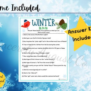 Winter TRIVIA Game: Printable Winter Activity (PDF) - Etsy