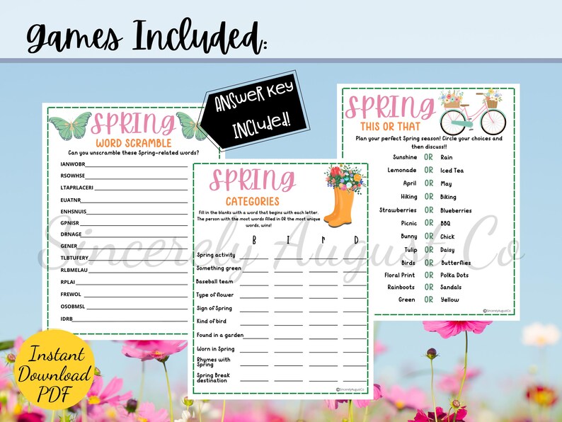 Spring Games BUNDLE #2: Printable Party Games (digital Download) - Etsy
