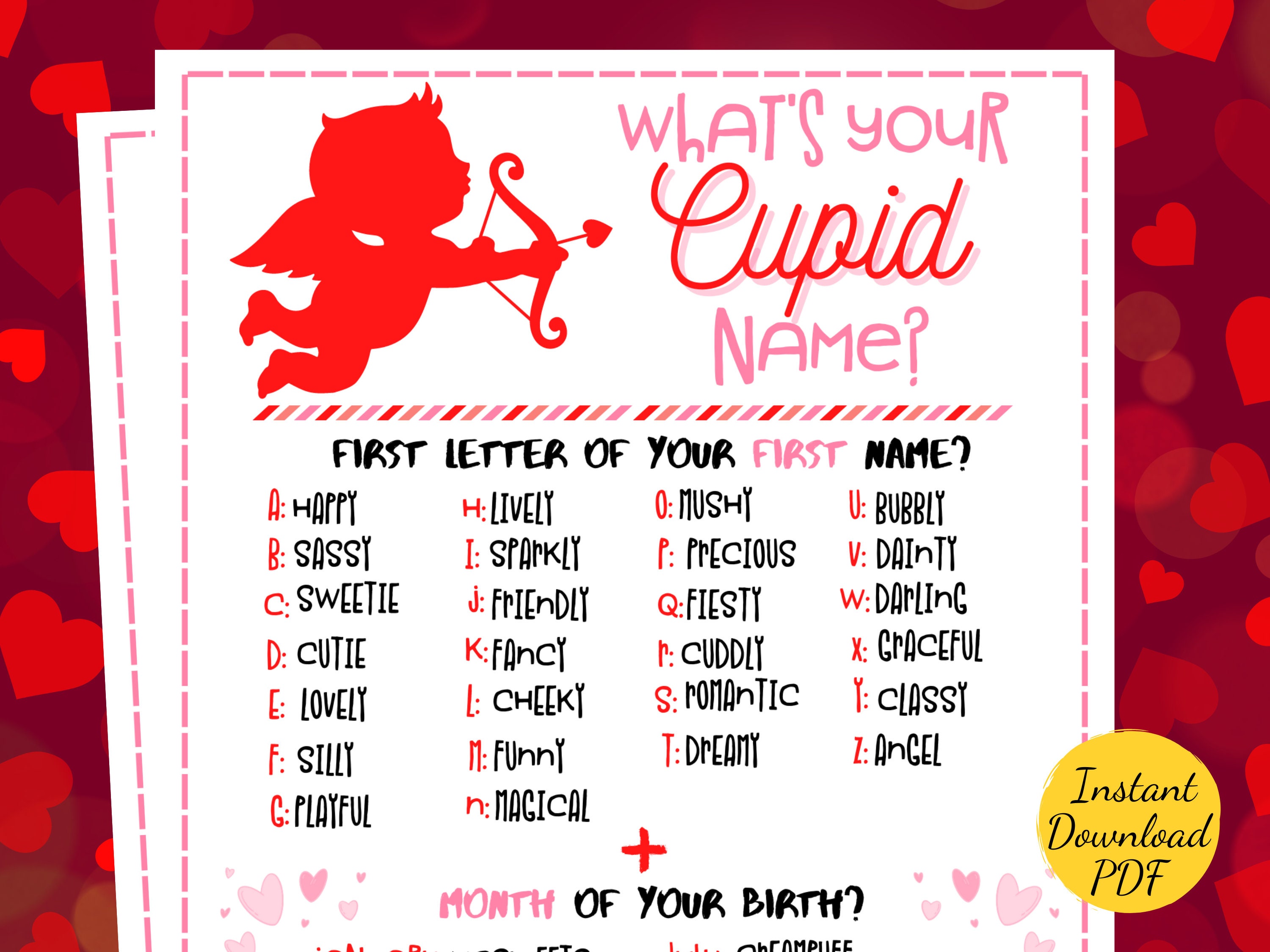 WHAT'S Your CUPID NAME Valentine's Day Love Name Valentines Day Party ...