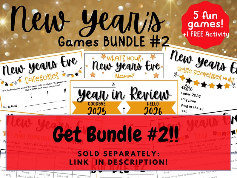 New Years Eve Game BUNDLE #1: Printable Party Activities (digital ...
