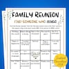 Family Reunion Bingo Game Printable, Family Reunion Games, Find Someone ...