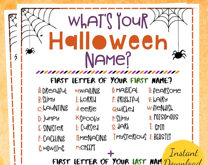 Halloween Name Maker Game, Fall Printable Halloween Name Generator ...