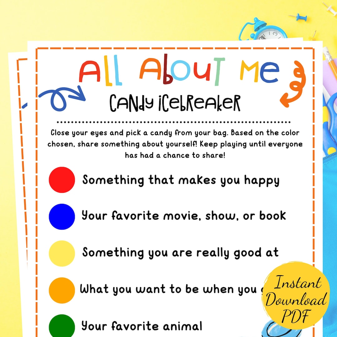 ALL ABOUT ME Candy Icebreaker Game - Back to School Game - First Day of ...