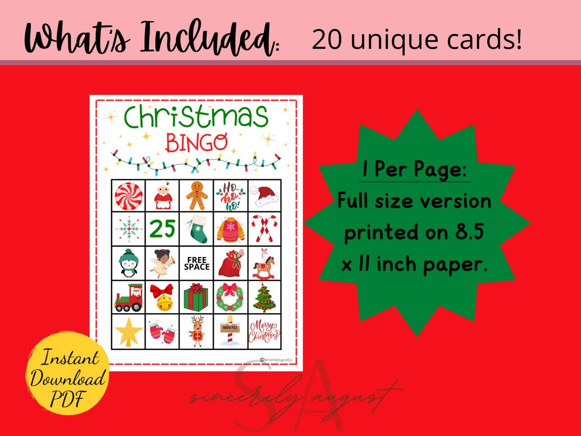 Christmas BINGO Christmas Activities for Kids Printable - Etsy