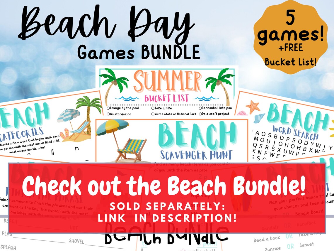 Beach CATEGORIES Game - Printable Beach Day Party Game - Beach ...