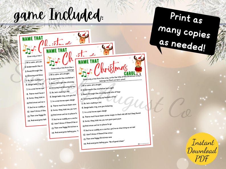 NAME That CHRISTMAS CAROL Game: Printable Holiday Party Activity ...