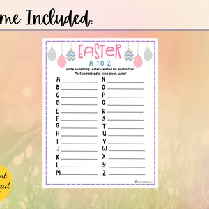 Easter A TO Z Game Easter Party Game Printable Easter Celebration ...