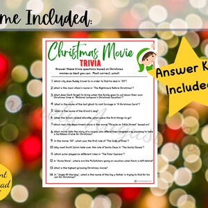 Christmas MOVIE TRIVIA Game: Holiday Party Activity (printable PDF) - Etsy