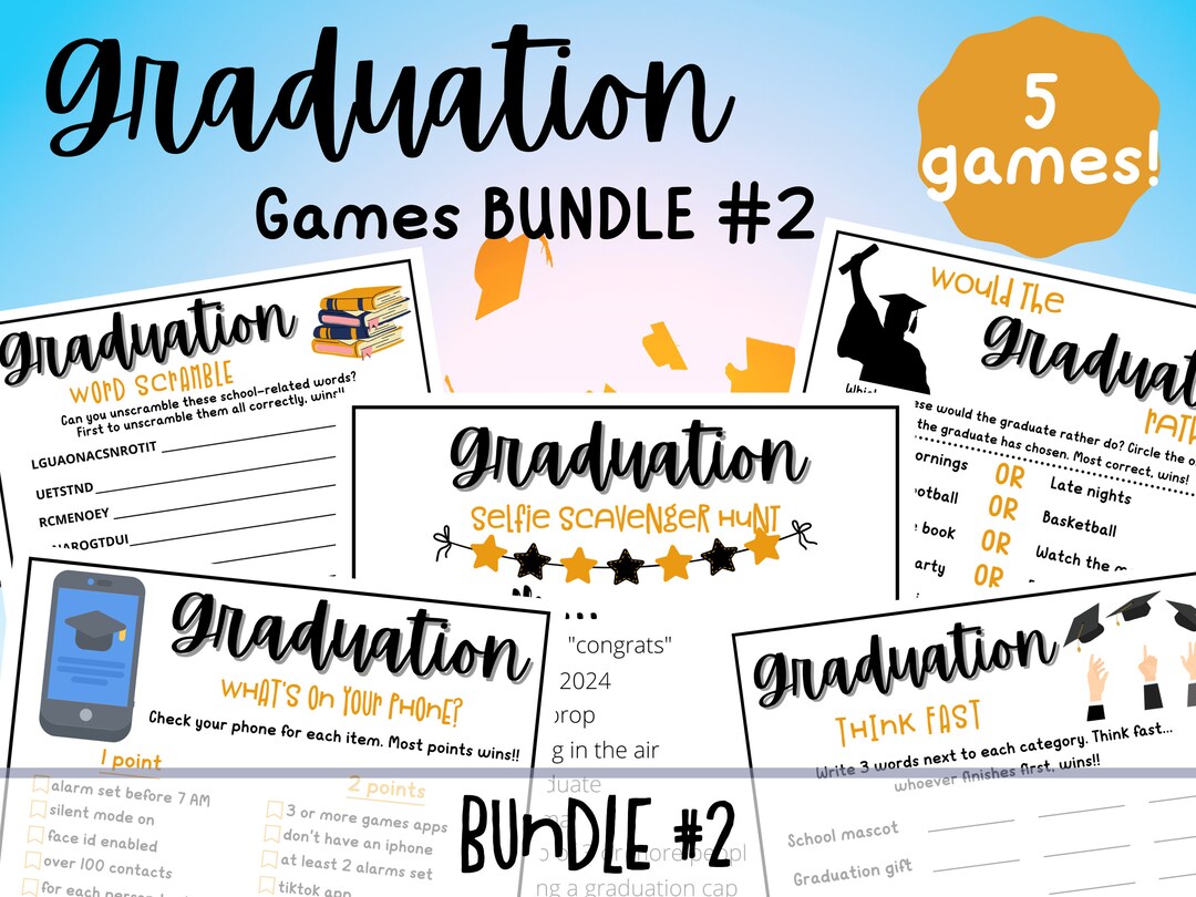 Graduation Party Games BUNDLE 5 Game Bundle High School Graduation ...