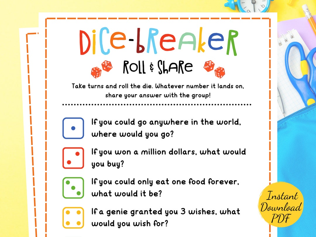 DICEBREAKER Roll & Share Game Back to School Game First Day of School ...