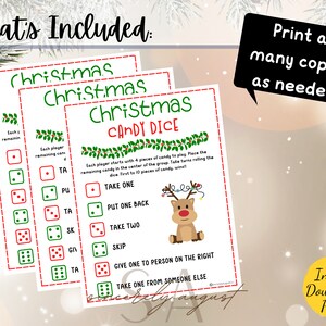 Christmas Candy Dice Christmas Party Game Printable Christmas Party ...