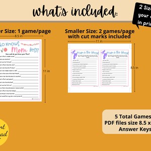 Mothers Day Games BUNDLE 5 Game Bundle Mothers Day Party Games ...