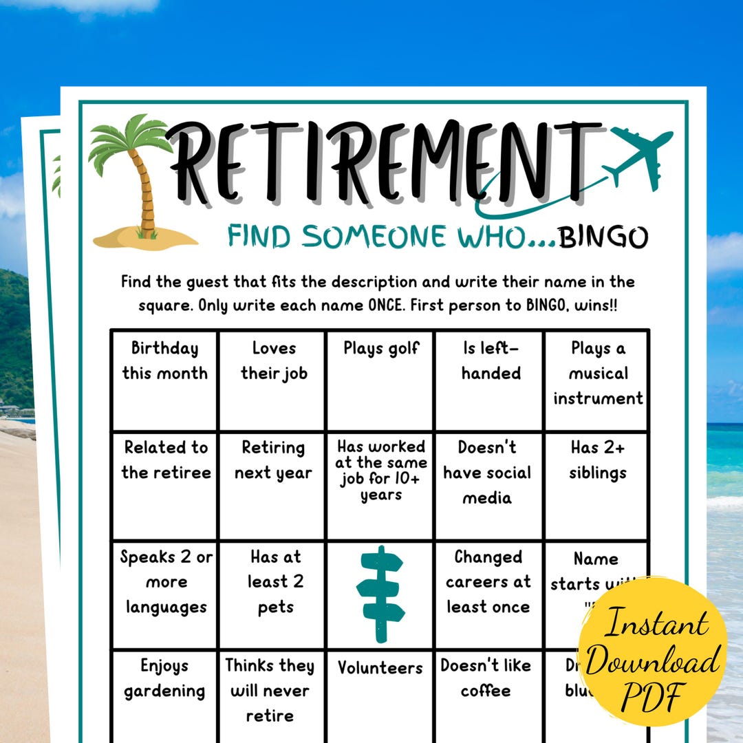 Retirement BINGO Game - Printable Retirement Work Party Game for ...