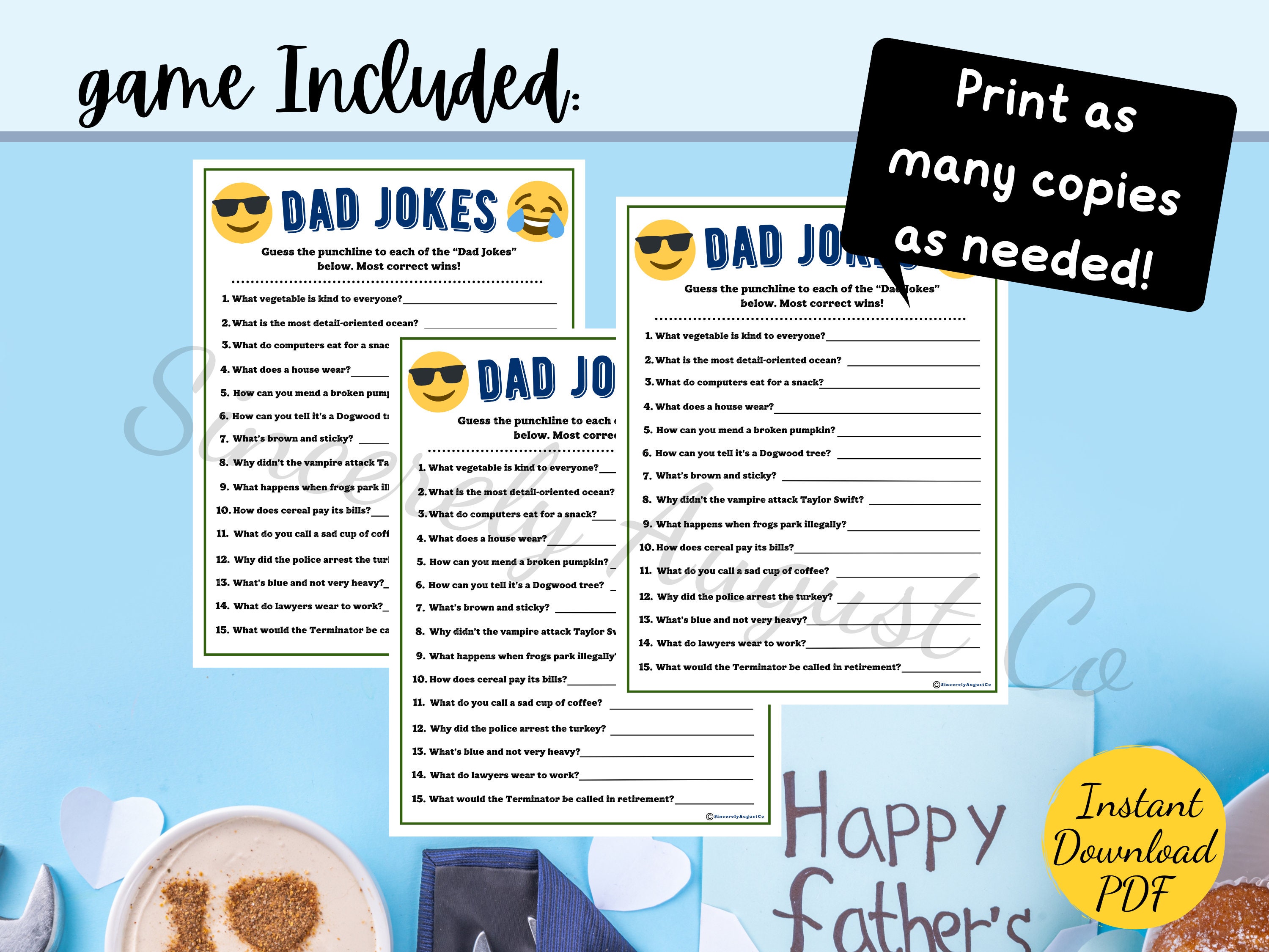 DAD JOKES Game: Printable Father's Day or Baby Shower Activity (PDF) - Etsy