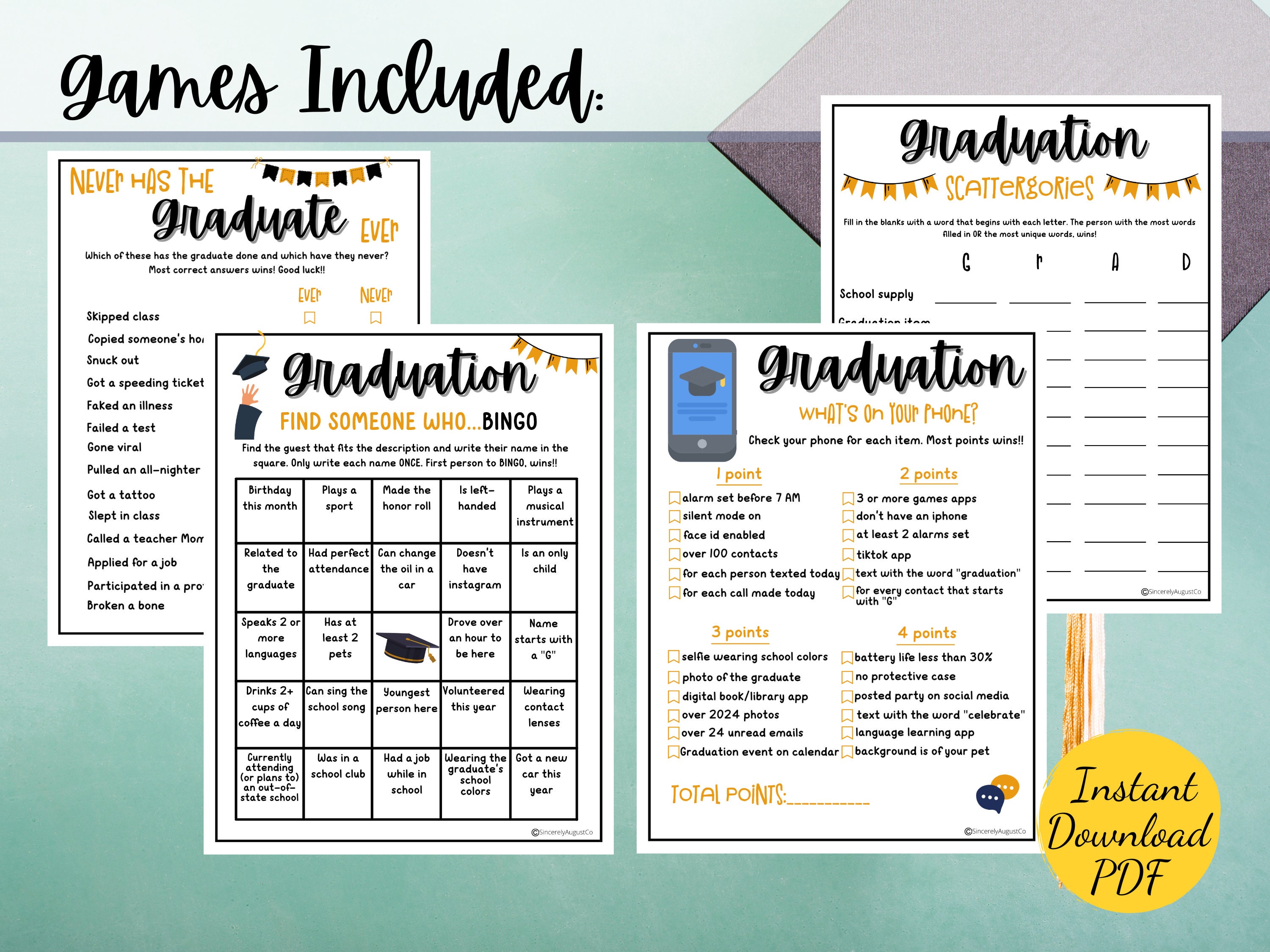 Graduation Party Games BUNDLE Printable Graduation Party Activities ...