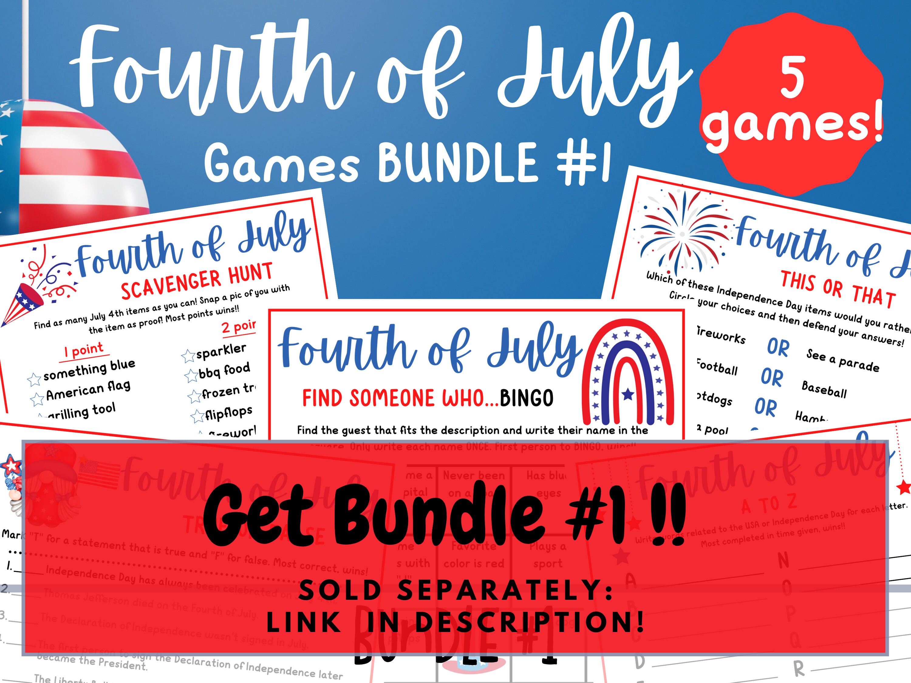 Fourth of July Games BUNDLE 10 Game Bundle Printable July - Etsy