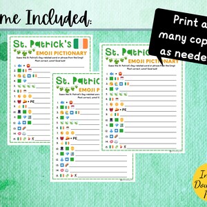 St. Patrick's Day EMOJI PICTIONARY Game St. Patrick's Day Party Game ...