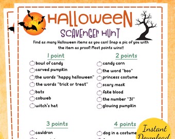 Printable Halloween Scavenger Hunt for Kids Kids Halloween Activity ...