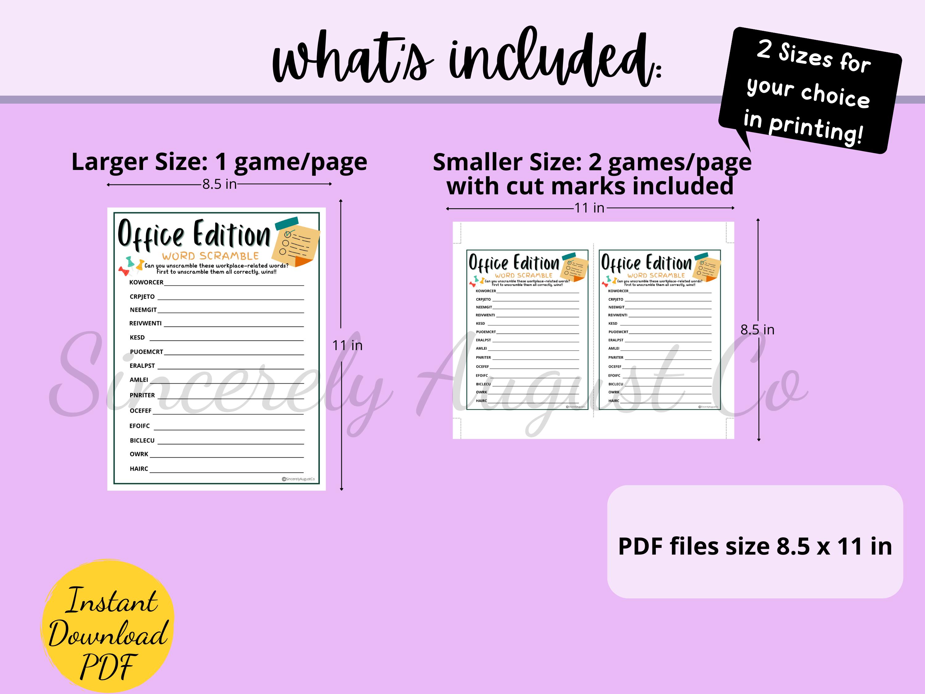 Office WORD SCRAMBLE Game: Printable Teambuilding Activity (PDF) - Etsy