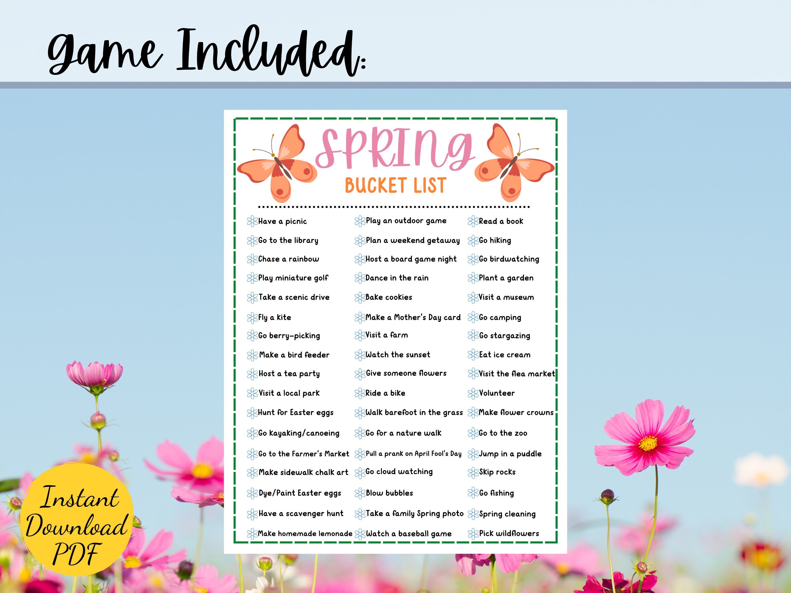 SPRING BUCKET LIST Printable List of Spring Activities Spring Ideas to ...