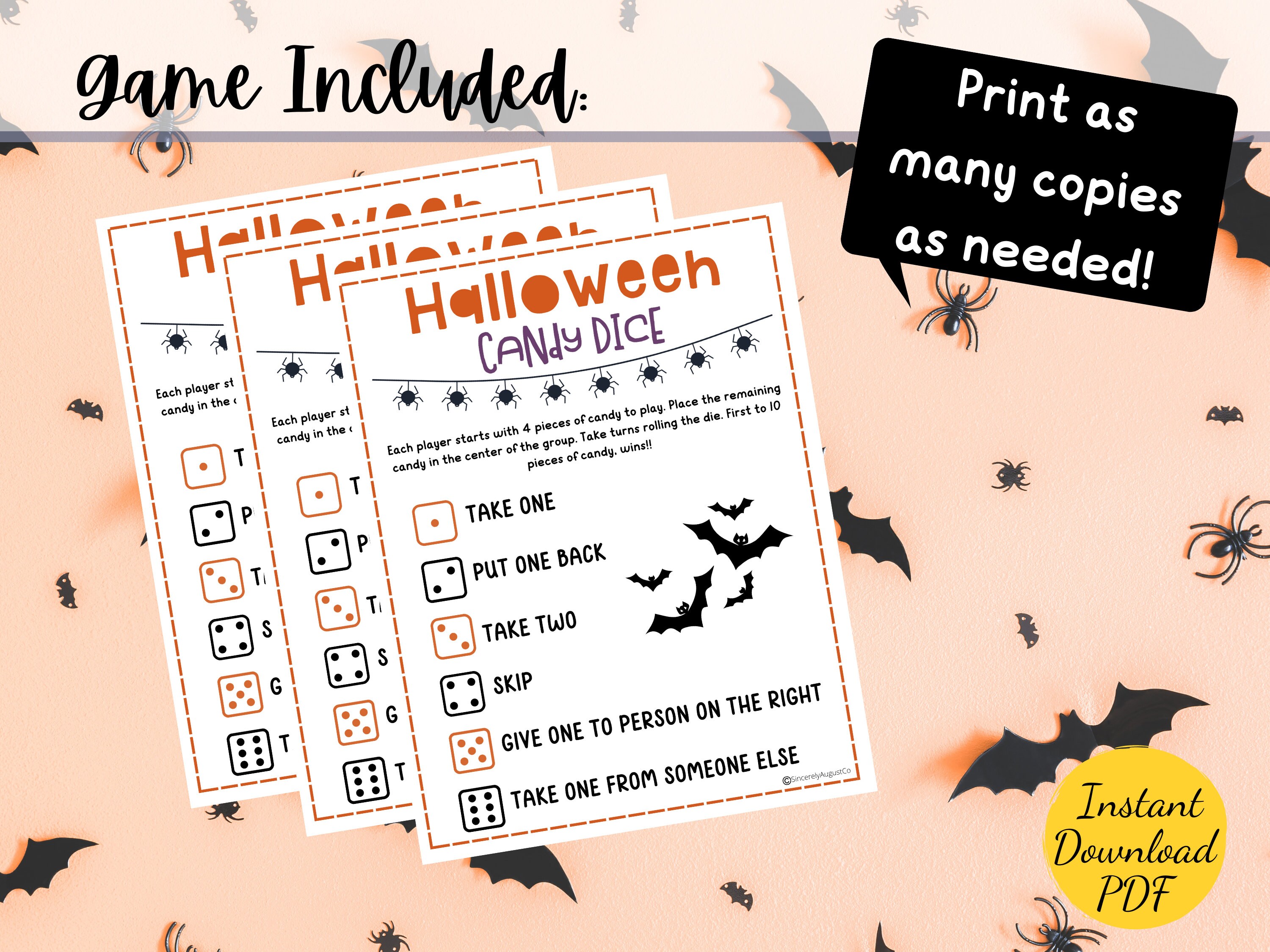 Halloween CANDY DICE Game Halloween Pass the Candy Game - Etsy
