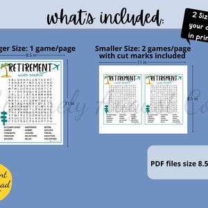 Retirement WORD SEARCH Game - Printable Retirement Party Game - Work ...