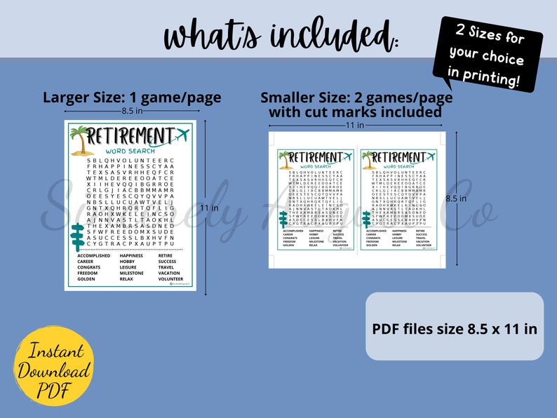 Retirement WORD SEARCH Game - Printable Retirement Party Game - Work ...