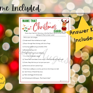 NAME That CHRISTMAS CAROL Game: Printable Holiday Party Activity ...