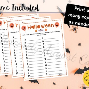 A TO Z Halloween Party Game - Printable Halloween Party Activity ...