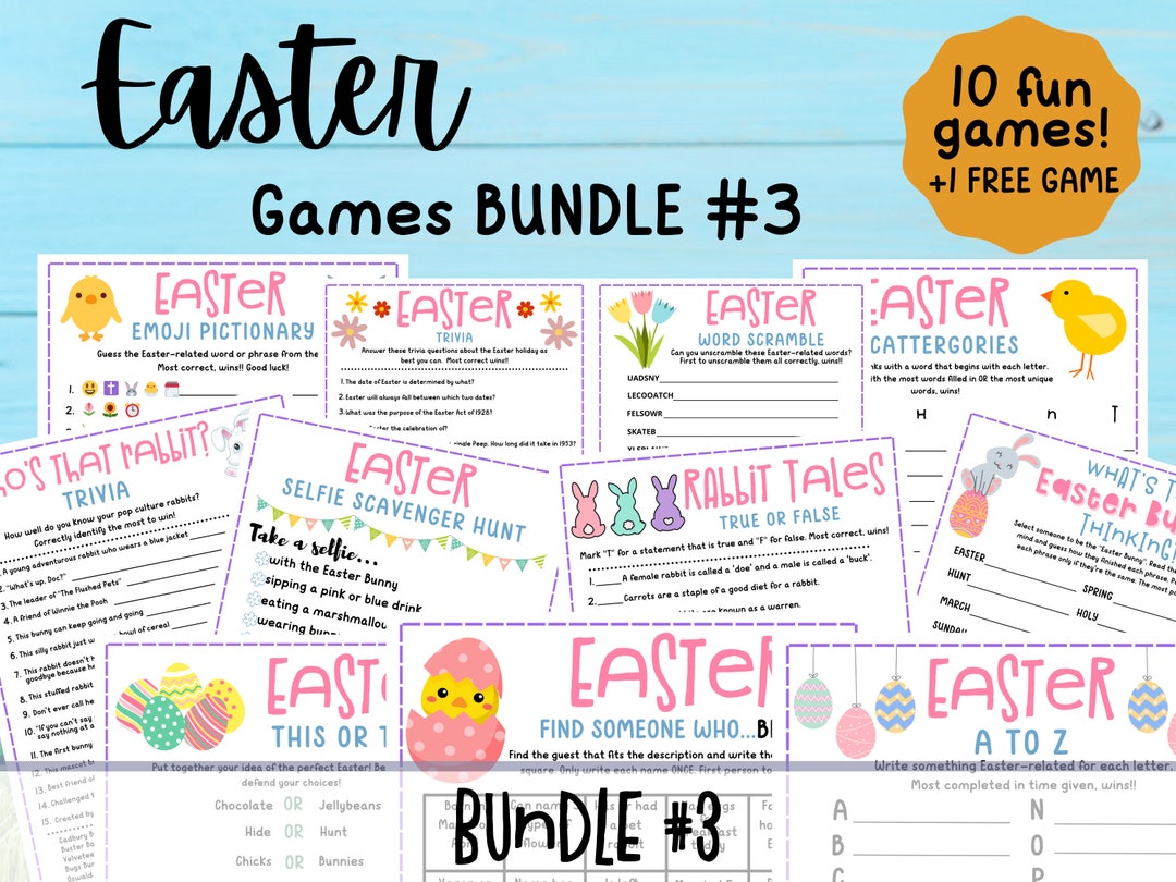 EASTER Party GAMES BUNDLE 10 Game Bundle Printable Easter Games and ...