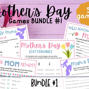 Mothers Day Games BUNDLE 5 Game Bundle Mothers Day Party Games ...