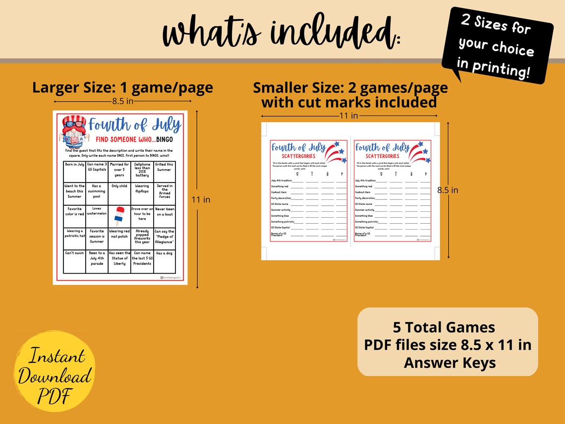 Fourth of July Games BUNDLE 5 Game Bundle Printable July - Etsy