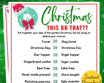 Christmas This or That Game: Printable Holiday Party Activity (PDF) - Etsy