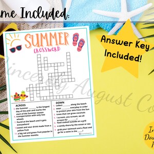 Summer WORD SEARCH & CROSSWORD: Printable Party Games (digital Download ...