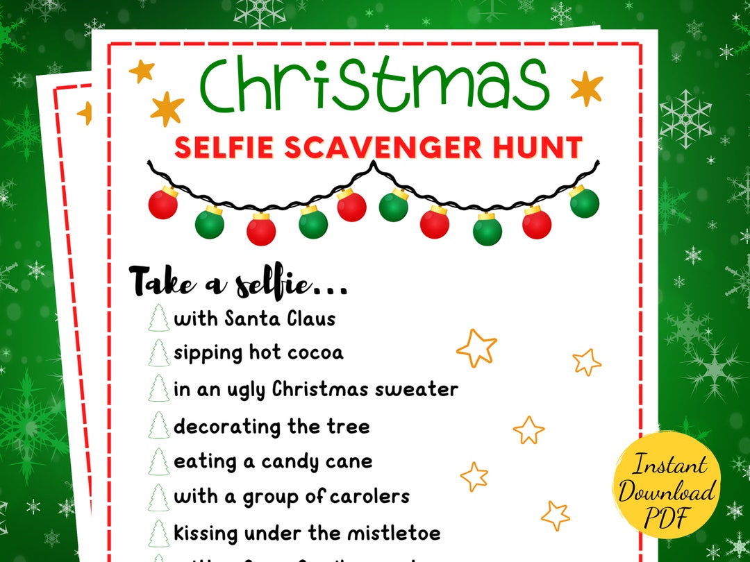 Christmas SELFIE SCAVENGER HUNT Game Printable Christmas Party Activity ...